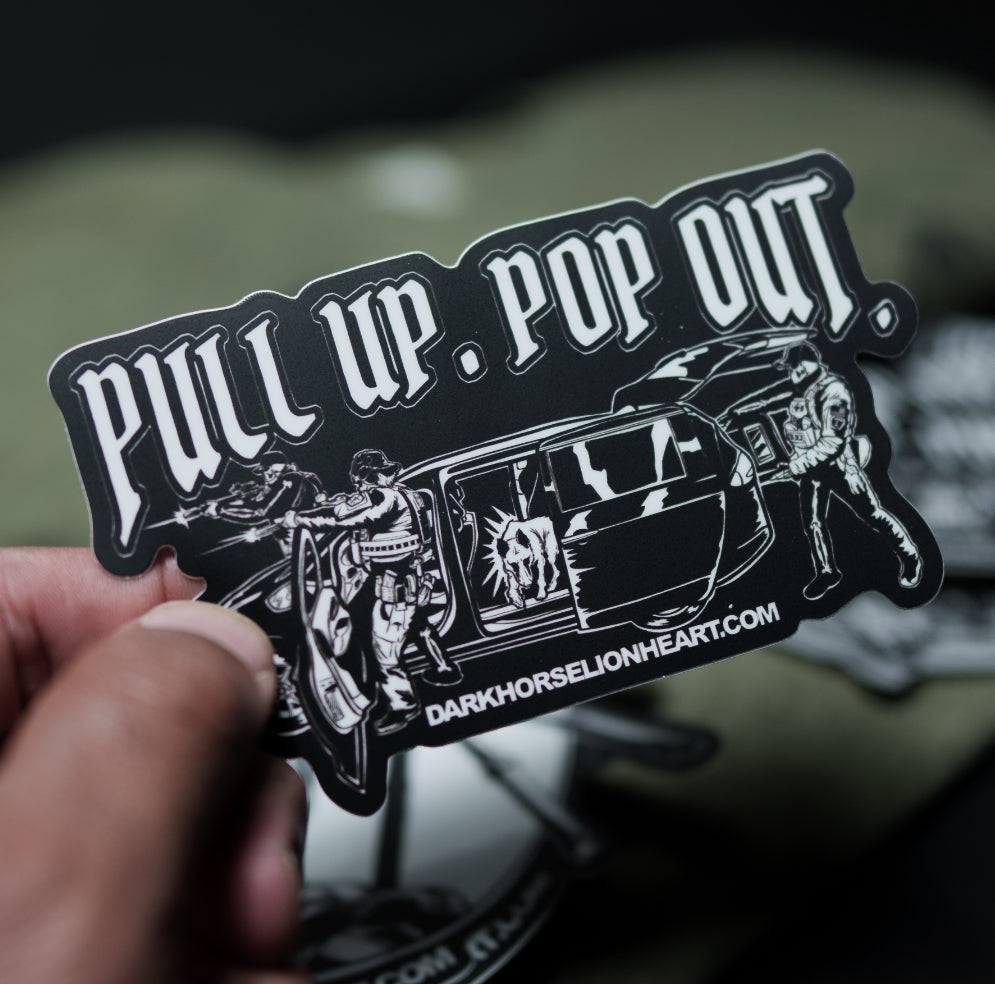 The DH MINIVAN PULL UP. POP OUT. V4 STICKER – DARKHORSE LIONHEART APPAREL
